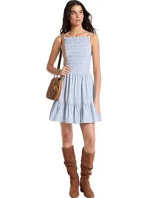 Michael Kors Striped Stretch Cotton-blend Mini Dress - Blue