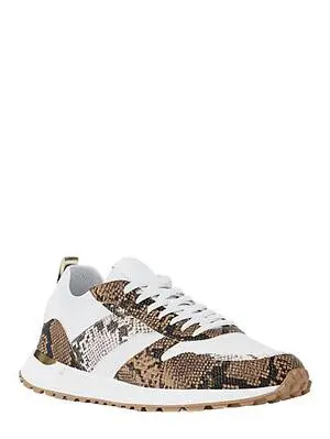 Michael Kors Jesse Stretch Knit And Snake Embossed Trainer - Brown