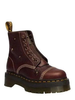 Dr. Martens Sinclair Flower Leather Platform Boots - Brown