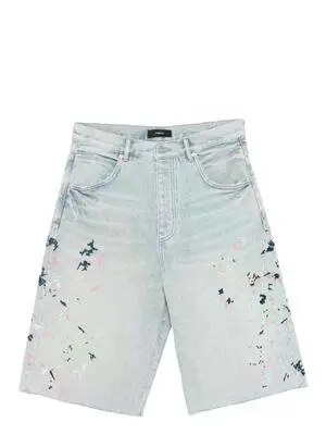 PURPLE BRAND Paint Splatter Denim Shorts - Blue