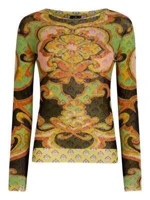 Etro Floral-print Long-sleeve Top - Green