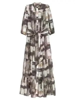 Kiton Tie-waist Tiered Maxi Dress - Brown