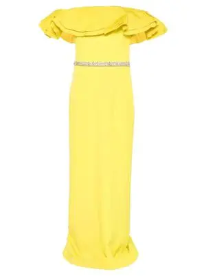 Safiyaa Ruffled Belted Maxi Dress - Yellow