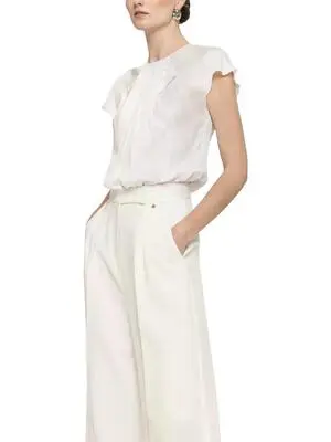 NISSA Pleat-detail Blouse - White