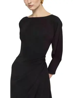 NISSA Pleat Midi Dress - Black