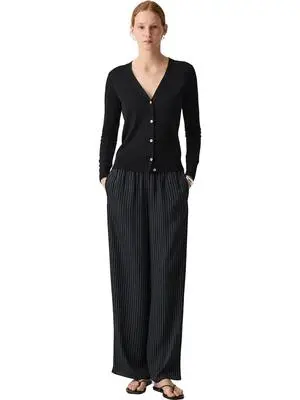 Theory Slit Pull-on Pant In Washed Stripe - Black Multi