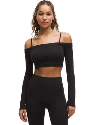 Lululemon Wunder Train Off-shoulder Long-sleeve Top - Black