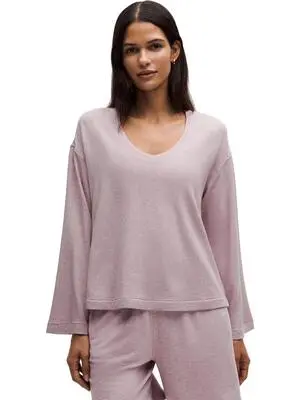 Lululemon Becalm V-neck Bell Sleeve Shirt - Heathered Porcelain Pink