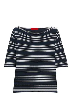Max & Co. Stripe Boat-neck Crop Top - Blue