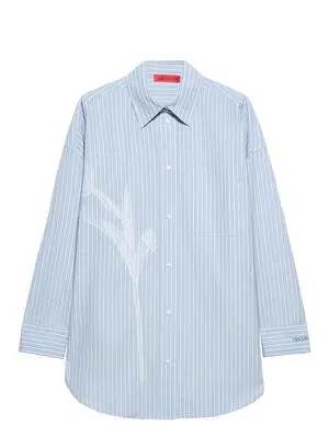 Max & Co. Oversized Striped Embroidered Shirt - Blue