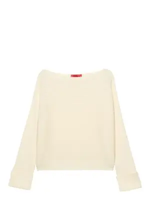 Max & Co. Cotton-blend Boat-neck Sweater - White