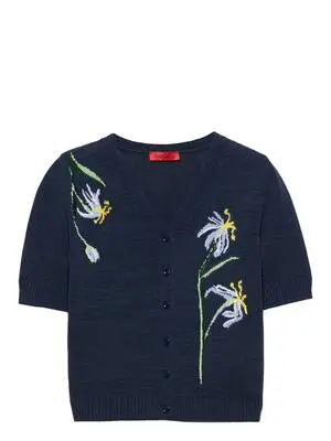Max & Co. Cotton-blend Floral Cardigan - Blue