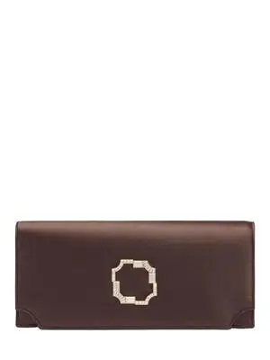 MALONE SOULIERS Satin Evening Clutch Bag - Brown