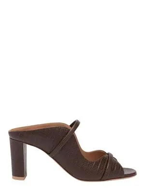 MALONE SOULIERS Leather Crocodile-Effect Norah 70 Mules Brown