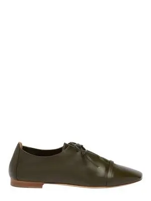 MALONE SOULIERS Nappa Leather Lace-up Flats - Green