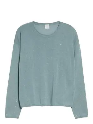 Eleventy Sequin Silk And Cotton Crewneck Sweater 175 Jade