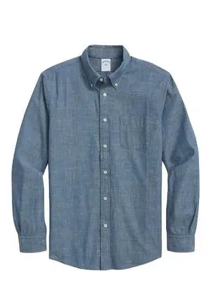 Brooks Brothers Regular Fit Cotton Chambray Button-down Shirt - Chambray Dark