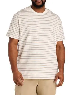 NAUTICA Big & Tall Textured Striped Crewneck T-shirt - Sail White