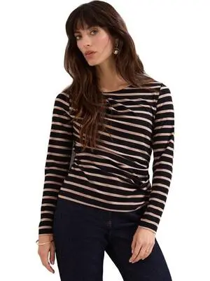 PHASE EIGHT Everly Stripe Top - Black