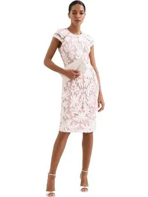 PHASE EIGHT Karima Tape Work Lace Dress - Pale Pink