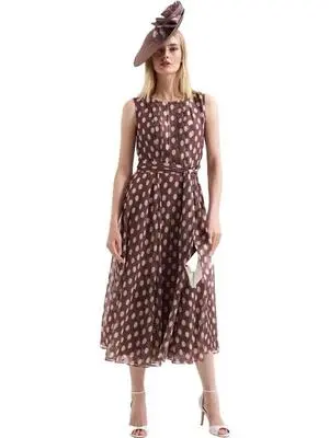 PHASE EIGHT Lucinda Midi Polka Dot Dress - Latte