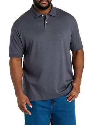 HARBOR BAY BY DXL Big & Tall Interlock Polo Shirt - Gray Night Pd