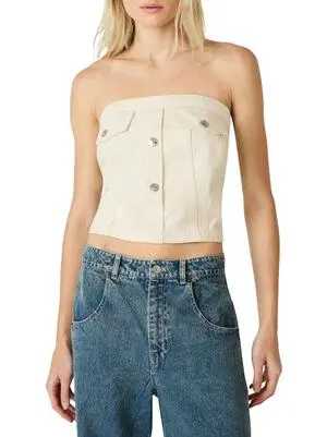 Steve Madden Rietta Strapless Denim Top - Natural