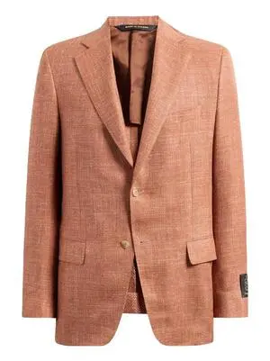 HERITAGE GOLD Wool, Silk, And Linen-blend Hopsack Sport Coat - Orange