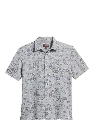 Johnston & Murphy Linden Textured Short Sleeve Button-up Shirt - Blue Paisley
