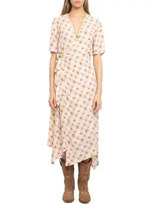 Zadig&Voltaire Reforme Mirror Flowers Crepe Wrap Dress - Pear