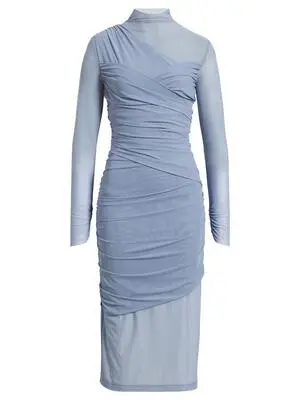 Hugo Boss Etulia Ruched Long Sleeve Dress - Bright Blue