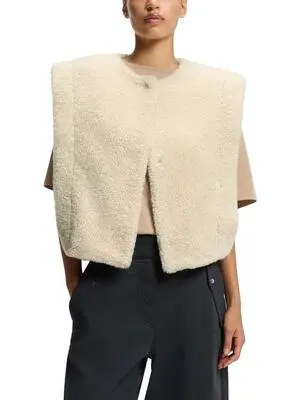 Hugo Boss Cosila Faux Shearling Vest - Open Beige