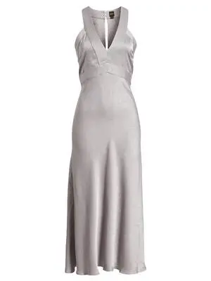 Hugo Boss Crinkle Satin Maxi Dress - Open Grey