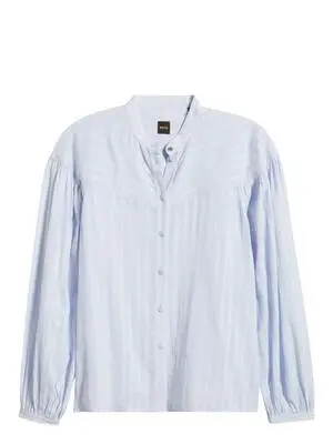 Hugo Boss Bilmant Embroidered Stripe Button-up Shirt - Light/pastel Blue