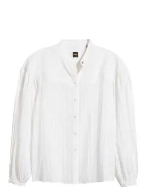 Hugo Boss Bilmant Embroidered Stripe Button-up Shirt - White