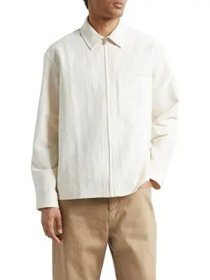 Jacquemus La Chemise Mecano Embroidered Zip Front Shirt - Off-white