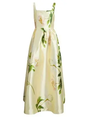 Julia Jordan Floral Mikado Fit & Flare Gown - Yellow Multi