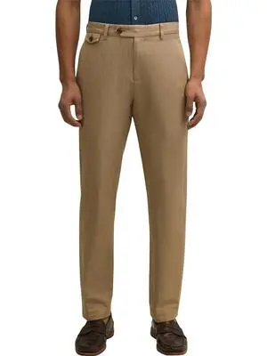 Brooks Brothers Flat Front Linen & Cotton Twill Chinos - Weathered Teak