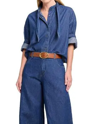 TWP Tie Nonstretch Denim Shirt - Dark Stone