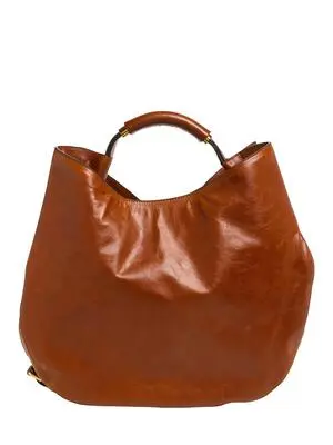 MOSCHINO Handle Me Leather Hobo Bag