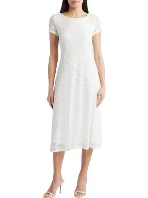 CONNECTED APPAREL Lace Midi Dress - White
