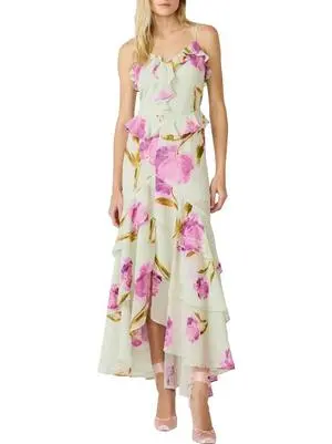 Steve Madden Ciara Floral Print Ruffle Dress - English Rose
