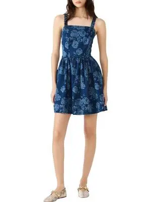 Steve Madden Kiona Floral Denim Mini Dress - Rose Frost