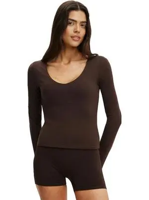 BODY Active Ultra Soft Scoop Neck Long Sleeve - French Roast