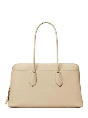Tory Burch Lock Leather Satchel - Light Stone