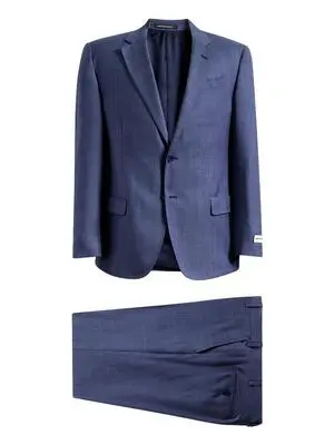 Emporio Armani Shadow Plaid Virgin Wool Suit - Blue