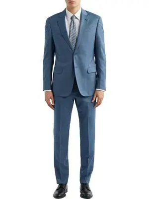 Emporio Armani Microcheck Virgin Wool Suit - Teal