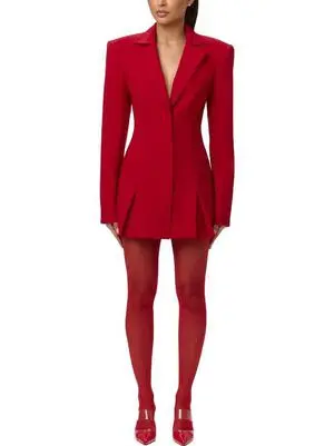 Naked Wardrobe Pleated Long Sleeve Suiting Blazer Minidress - Red