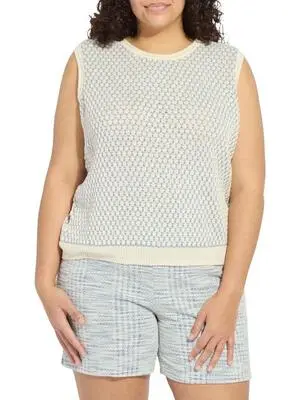 Lyssé Claire Honeycomb Knit Tank - Ecru/azzurro