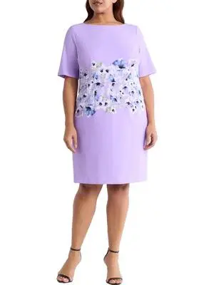 KASPER Floral Print Sheath Dress - Lavendar Mist Multi
